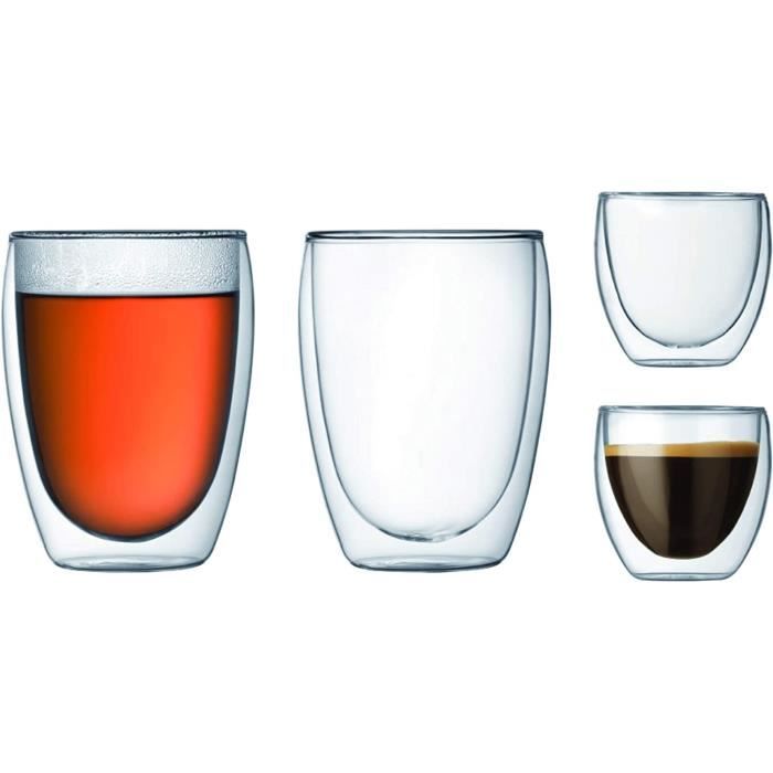 Pavina Coffret de 4 Verres Double Paroi - Transparent - 8 cl et 35 A100 - Cdiscount Maison