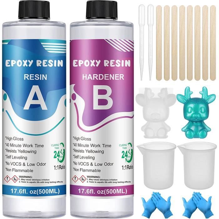 Résine Epoxy Transparente 2 parties 1000 ml, 1: 1 Ratio Revêtement en résine époxy cristalline ...