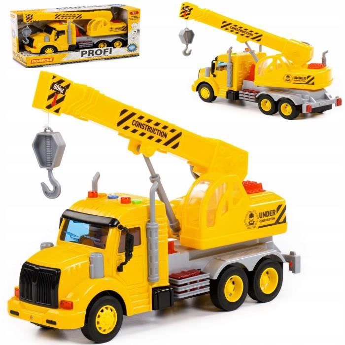 Voiture grue inertielle - Polesie - Profi - Jaune - Avec lumière et son ...