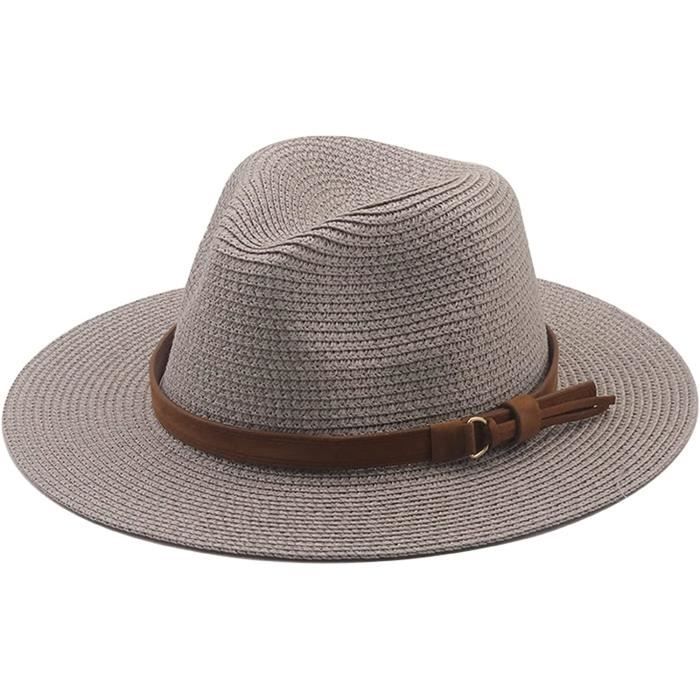 Chapeau De Paille Panama Femme Chapeau De Plage Été Large Bord Chapeau ...