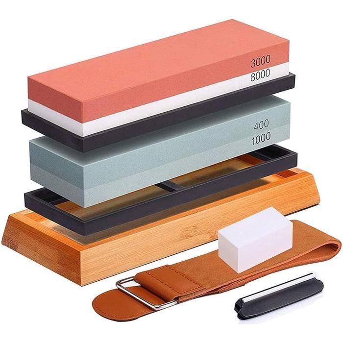 Pierre À Aiguiser Kit 400-1000 3000-8000 Double Face Professionnel Pierres À Affûter Aiguiseur ...