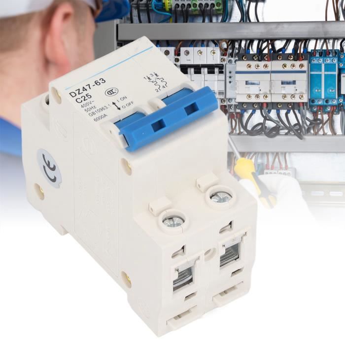 URB - Cikonielf Disjoncteur 2P 400V 25A Montage sur rail DIN Commutateur de protection basse ...