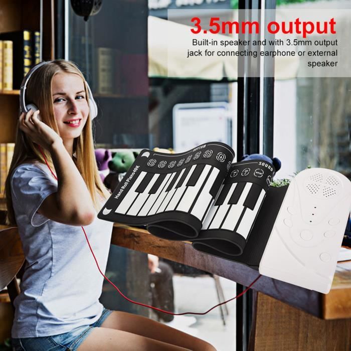 Piano Roulant Électronique - FDIT - 49 Touches - Portable - Blanc ...