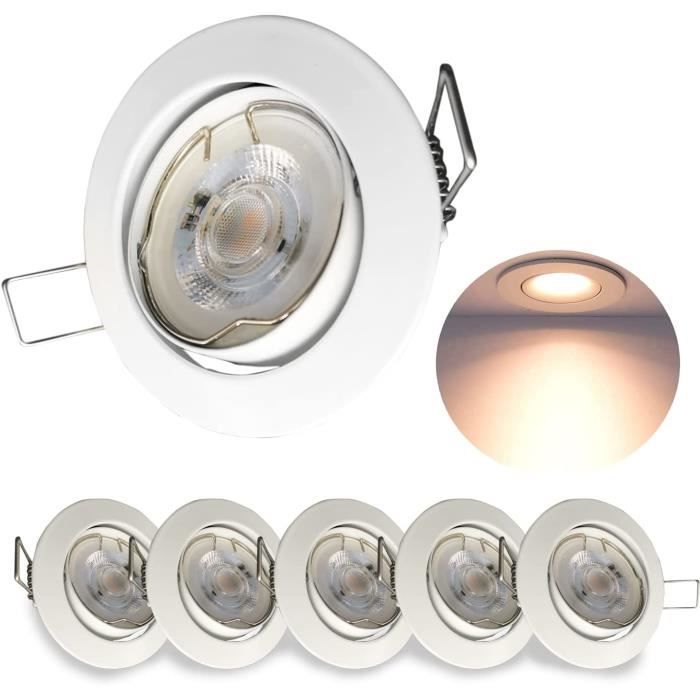 Lot de 6 Spots LED Encastrables, Lampe Spot de Plafonnier à LED Encastrée Ajustable, Base LED ...