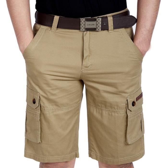 FUNMOON - Bermuda Homme De Cargo Coton 40 Bermuda Hommes Uni En Mince ...