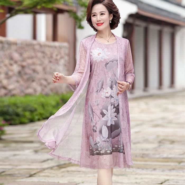 Robe femmes - Cardigan mi-longue en coton et lin - FR92XV 21 ...