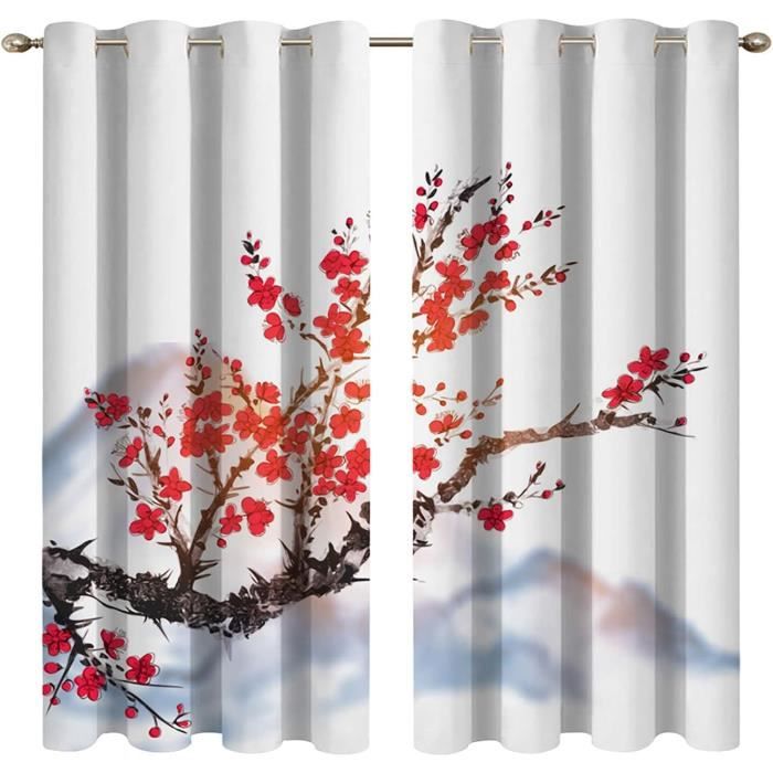 Rideaux Occultants À Impression Numérique, Motif Fleurs De Prunier Et ...