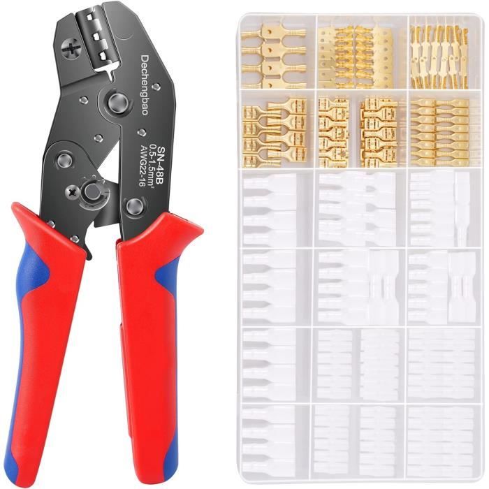 Kit D'Outils De Sertissage De Bornes De Fil, Pince À Sertir À Cliquet Awg 22-16 (0,5-1,5 Mm² ...