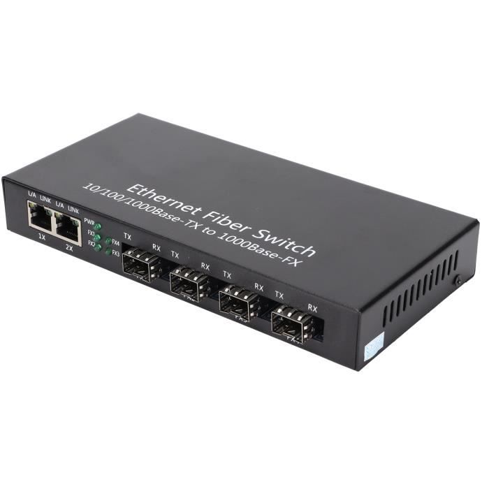 Convertisseur Média Ethernet RJ45 10/100/1000M Fibre Optique 4 Ports ...