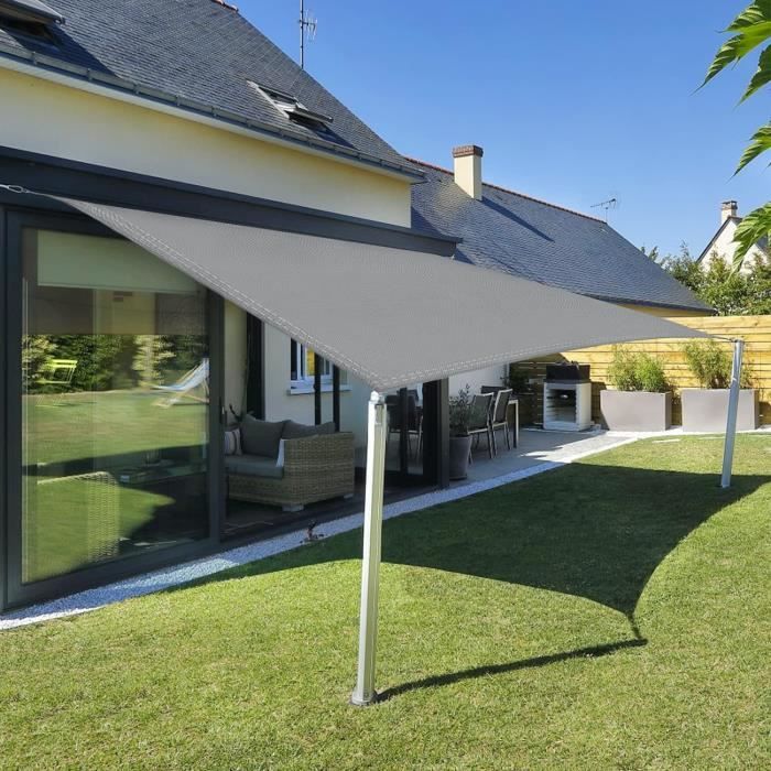 2,5X3,5M Gris Voile D‘Ombrage Rectangulaire, Toile Imperméable Une Protection Des Rayons Uv À 95 ...