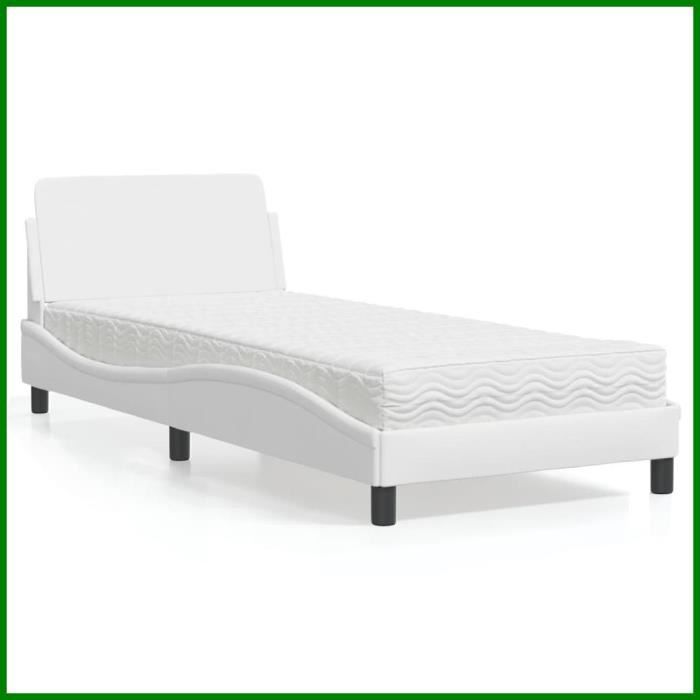DXBK Lit avec matelas blanc 80x200 cm similicuir 3208298 - Cdiscount Maison