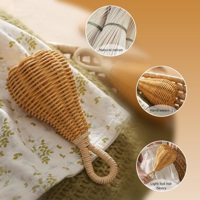 Hochet bébé - Hochet en Bois Fait Main pour bébé,Tressé Main Cloche ...
