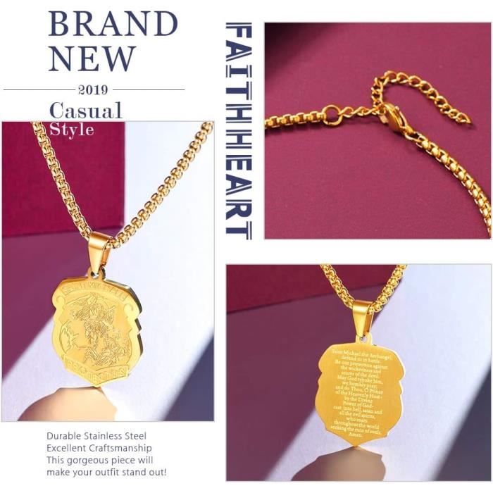 Médaille Archange Michael Collier Saint Michel Pendentif St Michel Ange ...