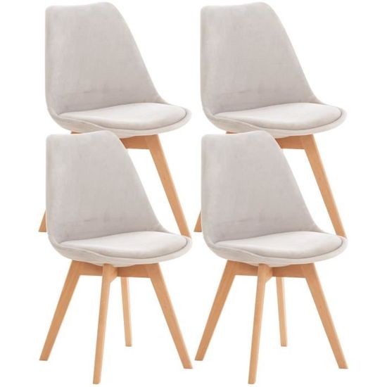 Lot de 4 chaises de salle à manger design scandinave en tissu velours ...