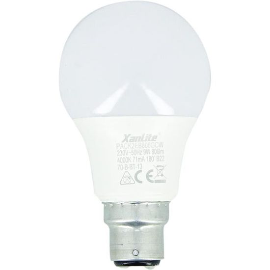 PACK2EB806GCW A60 Culot B22-Ampoules Baïonnette Angle D'Éclairage 180 ...