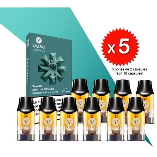 LOT DE 5 BOITES DE 2 CAPSULES EPOD DE VUSE - SAVEUR MENTHE GLACIALE EN ...