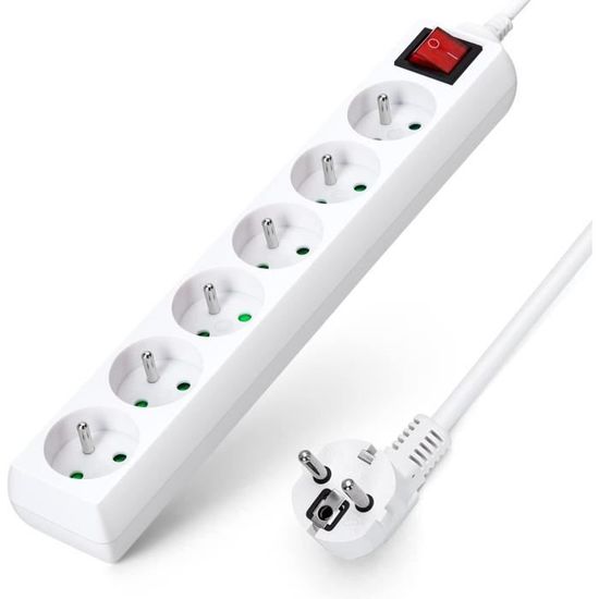 Multiprises 6 Prises Interrupteur 2p+t D alimentation 3 Mètre Sécurité ...