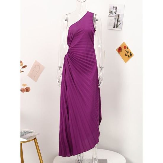 Robe,Robe Plissée à Volants Irréguliers pour Femme,Élégante,Violette ...