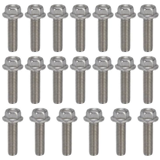 Tbest boulon hexagonal grossier 20 pièces boulons à vis M10x1.5 A2‑70 boulon à tête hexagonale à ...