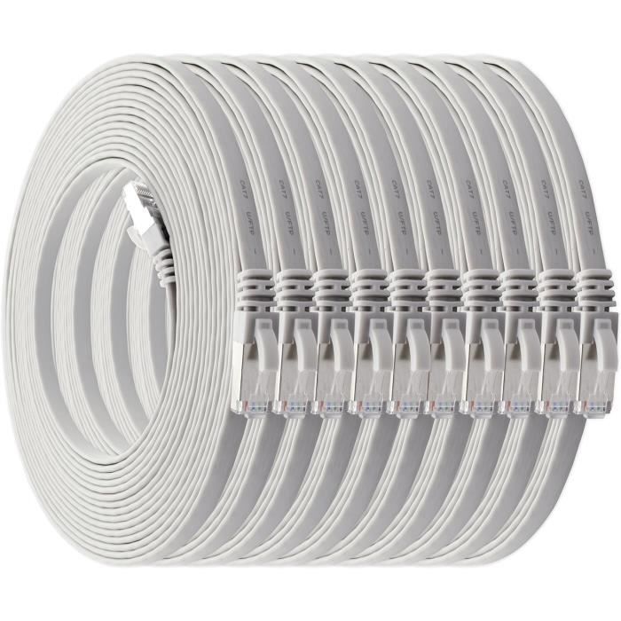 Câble réseau plat CAT.7 Ethernet Gigabit Lan Netzwerkkabel SET 10Gbit/s ...