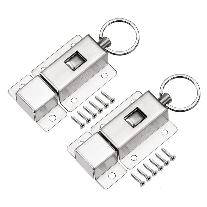 Verrou de porte SOURCING MAP 2Pcs 40x37x15mm Loquet Bouton Targette Boulon barillet inox 304 ...