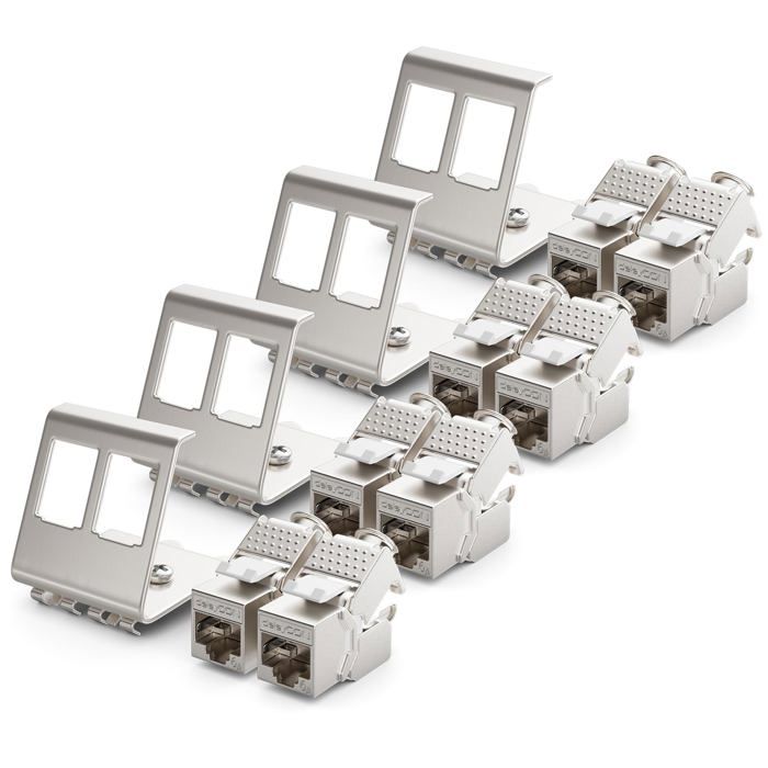 4X Cat6A Keystone Jack Module Avec 4X 2-Port Adaptateur Pour Profilé ...