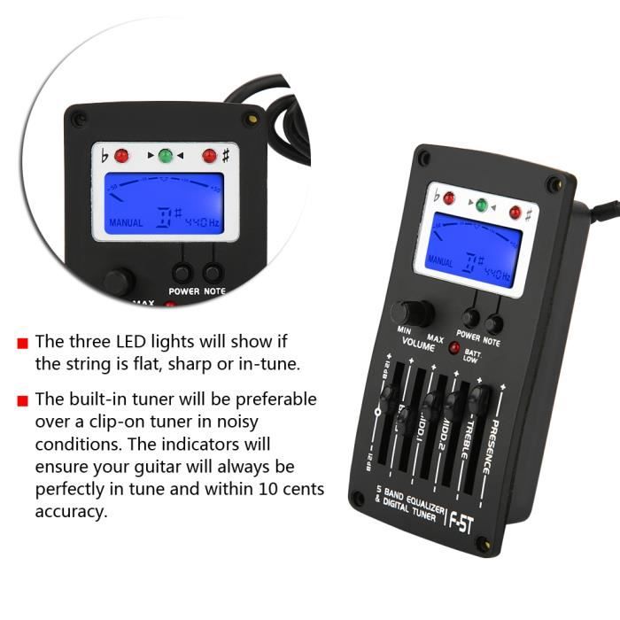 5 Bandes F-5T 5Band Equalizer Digital Tuner Pickup Pour Guitare ...