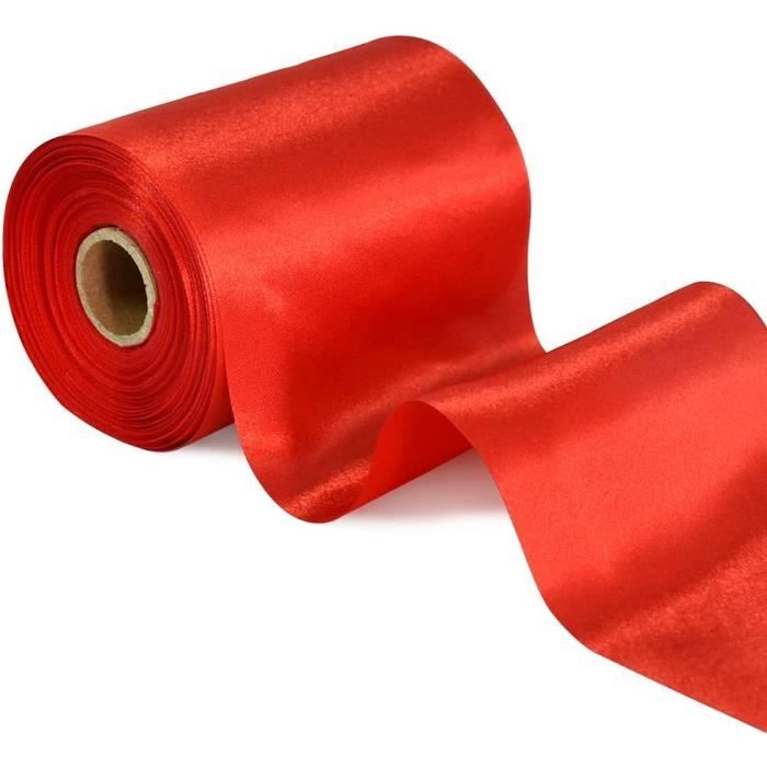 10Cm X 23M Rouge Ruban De Satin, Solide Rouleau Ruban Tissu Décoration ...
