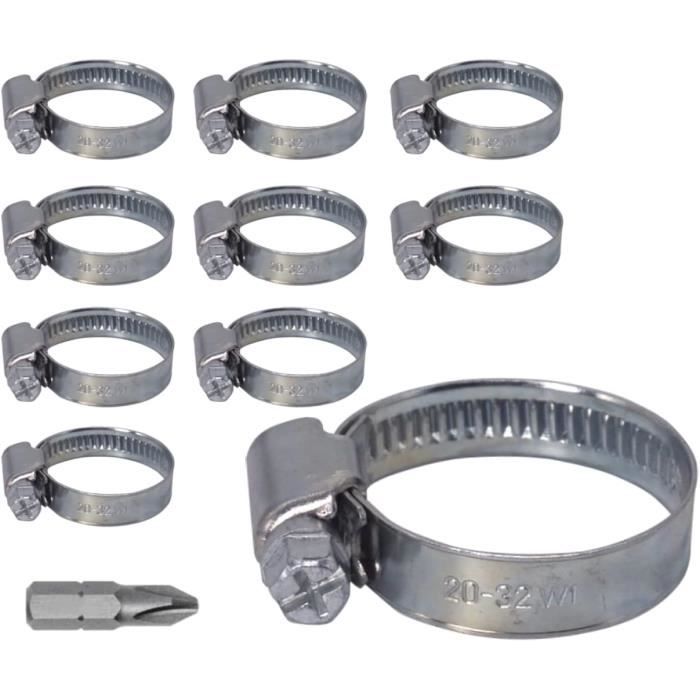 Lot De 10 Colliers De Serrage Réglables De 20 À 32 Mm - Colliers De Serrage Pour Tuyau ...