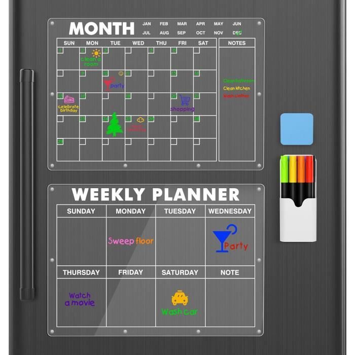 Calendrier Magnetique Frigo - Mensuel Tableau Magnetique Frigo ...