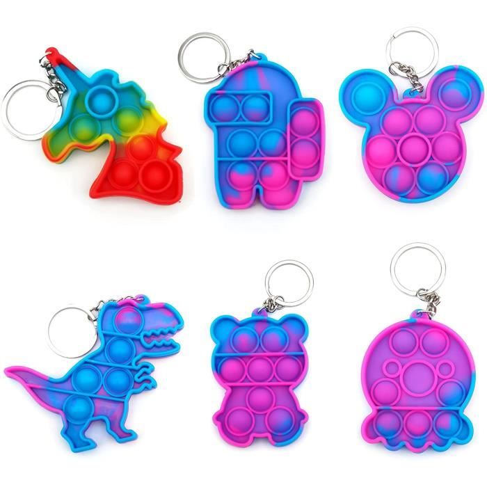 6pcs Mini Pop Fidget Simple Dimple Toy Mini Push Pop Keychain Fidget ...