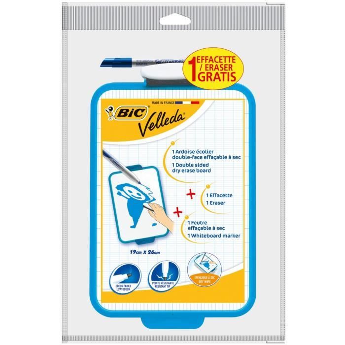 BIC® - Surface effaçable à sec Velleda® - 19x26cm + 1 feutres effaçable ...