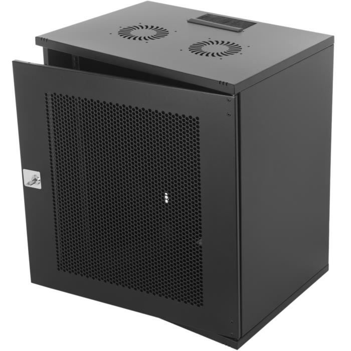 CableMarkt - Armoire rack 12U 19" noire avec porte perforée 540 x 500 x ...