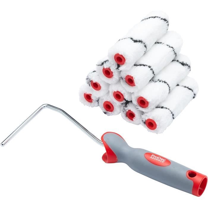 Lot De 11 Mini-Rouleaux Microfibre 100 Mm Poils Moyens Et Monture Pour ...