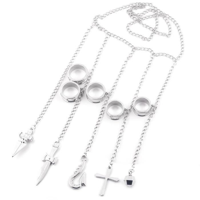 Bracelet RBS7U Hunter x Hunter Kurapika 5 anneaux chaîne à breloques Punk Hip Hop Vintage croix ...