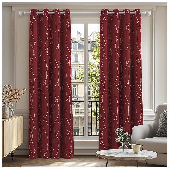 Deconovo Lot de 2 Rideaux Occultants Thermique Rideaux Motif Point ...