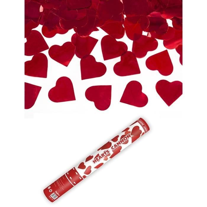 Lot 10 Canons CONFETTIS COEUR Rouge Mariage 40cm - 5/8m de hauteur ...