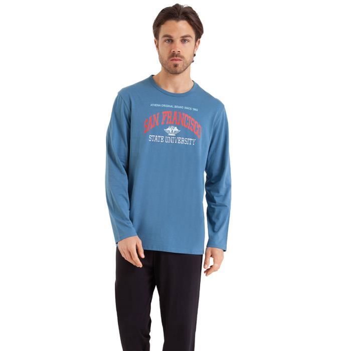 Pyjama long homme Ecopack Athena Bleu-noir - Cdiscount Prêt-à-Porter
