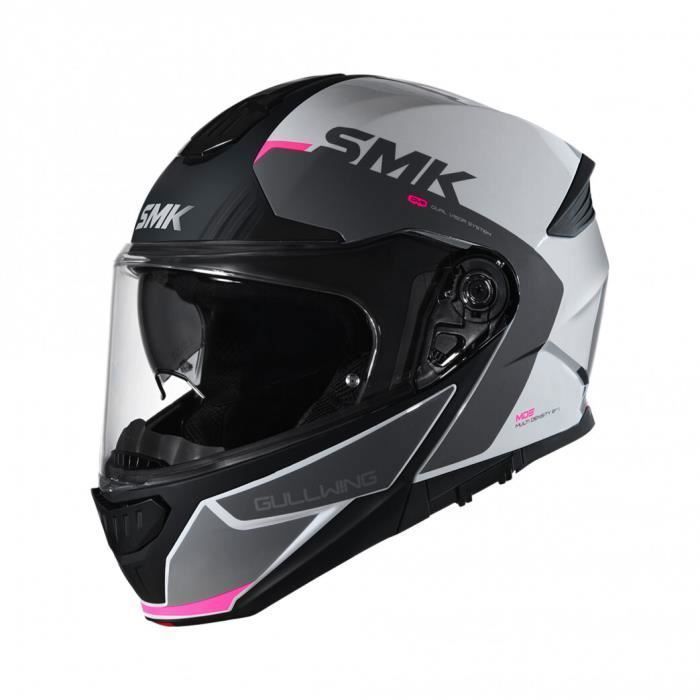 Casque moto modulable SMK Gullwing Kresto - blanc/rose - XS - Cdiscount ...