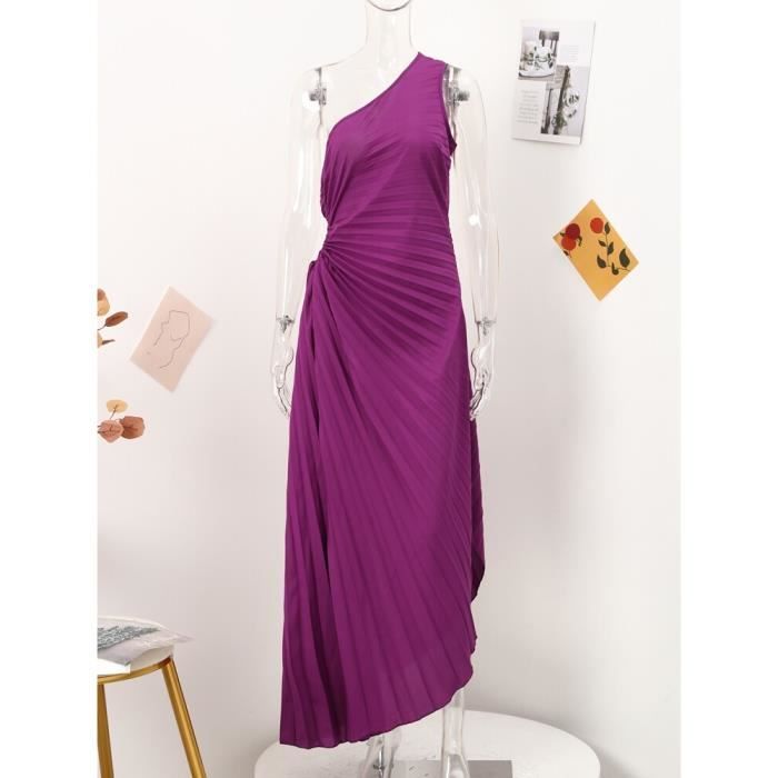 Robe,Robe Plissée à Volants Irréguliers pour Femme,Élégante,Violette ...