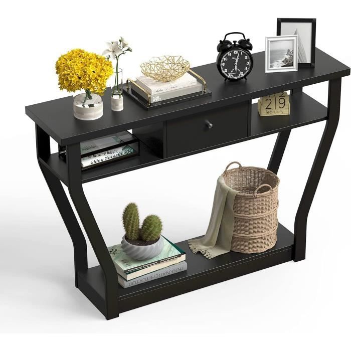 LIFEZEAL Table Console Extensible avec Tiroir et Étagère de Rangement, Table d’Entrée Solide et ...