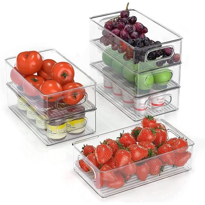 Boite de Rangement Frigo Transparent, Lot de 6 Organisateur Frigo ...