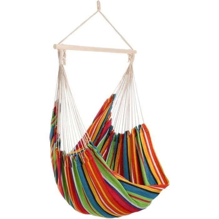 Hamac Siège Suspendue Multicolore TRAHOO - 185x130x155cm - Bois - Pour ...