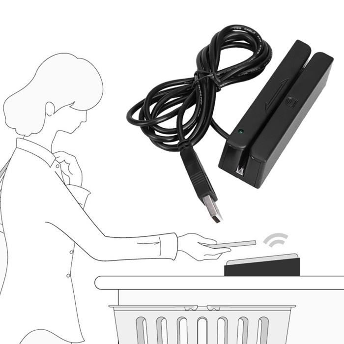Lecteur de carte magnétique Lecteur de carte de crédit USB MSR90 3 ...