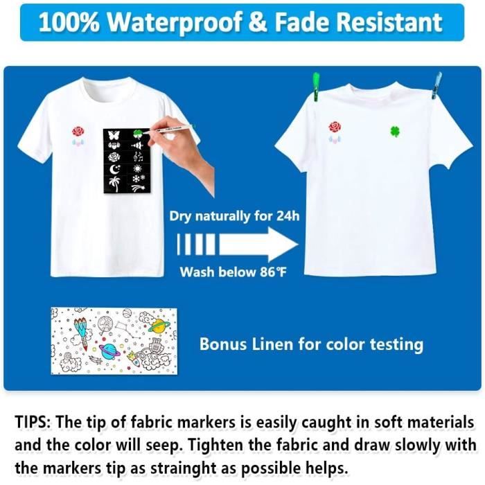 28 Marqueurs Textile Et Tissu, Feutre Textile Permanent De 28 Couleurs ...