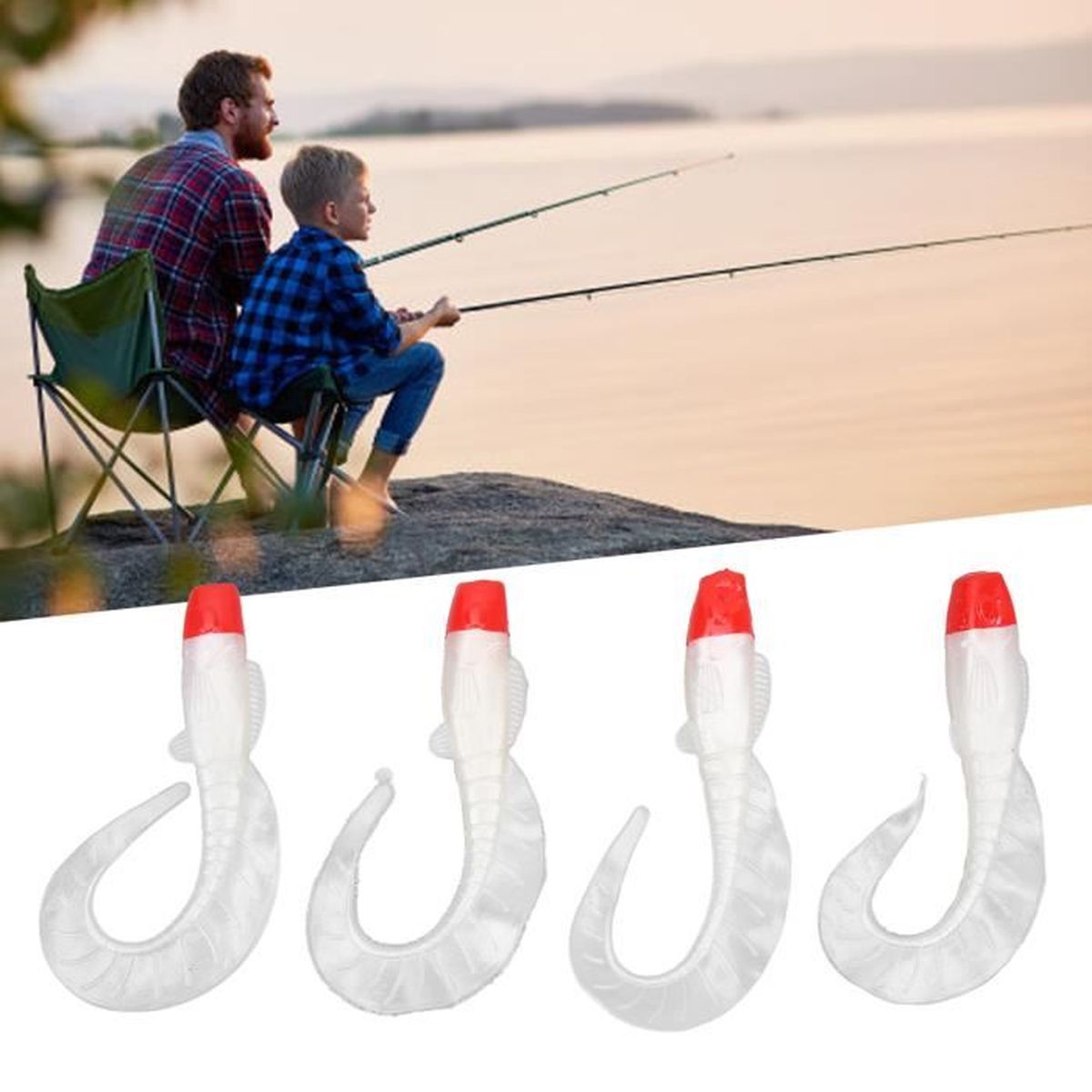 (Tête Rouge Corps Blanc)Appâts De Pêche De Simulation Leurre De Pêche ...