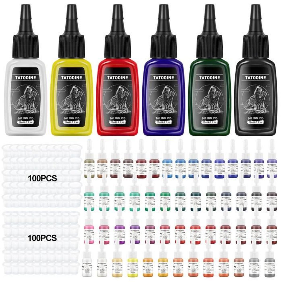 TATOOINE Kit Encre de Tatouage Tatouage Encre Caps Tattoo Encre ...