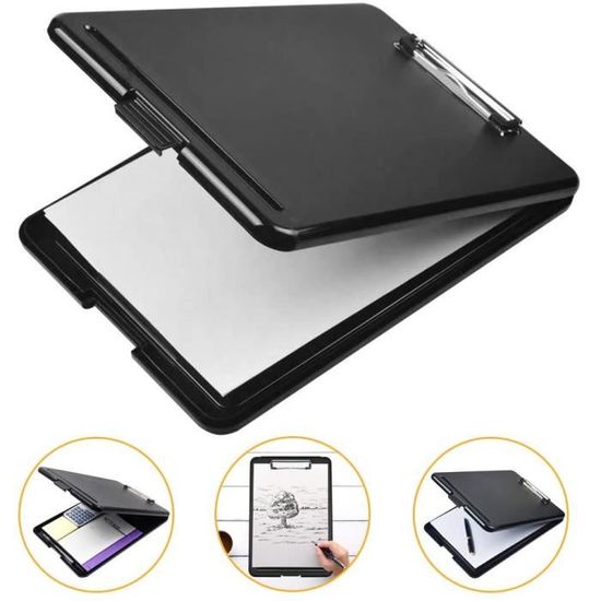 Porte Bloc Note - BUZIFU - A4 - Plastique - Noir - Boîte de rangement ...