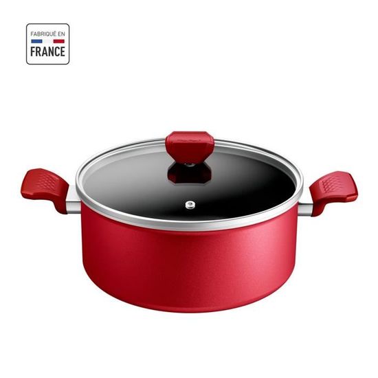 TEFAL Faitout 24 cm, Induction, Revêtement antiadhésif, Couvercle verre, Ergonomique, Fabriqué ...