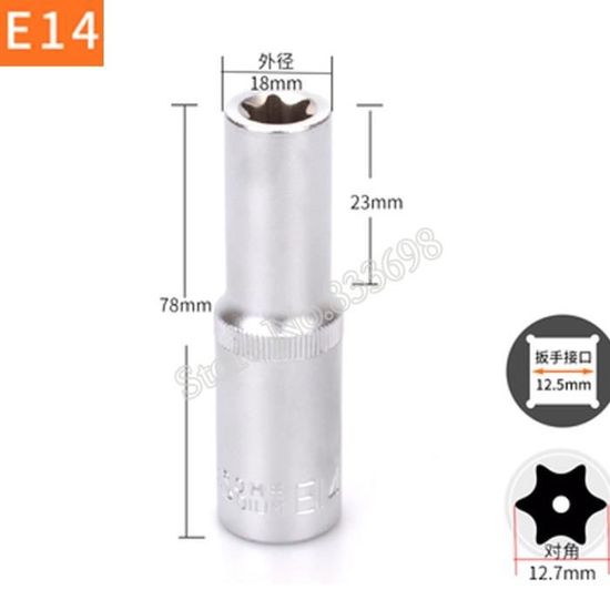 DOUILLE DE TOURNEVIS,E14--Jeu De Douilles Torx Star 1-2 ", Type E E8 E10 E11 E12 E14 E16 E18 E20 ...